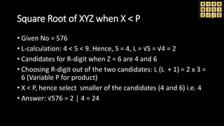 Square root calculation mentally | PPTX