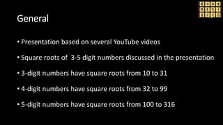 Square root calculation mentally | PPTX