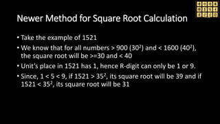 Square root calculation mentally | PPTX