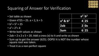 Square root calculation mentally | PPTX