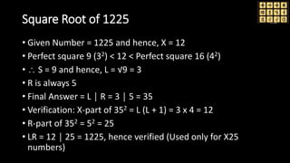 Square root calculation mentally | PPTX