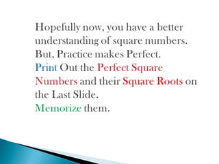 Square Roots And Perfect Squares | PPT