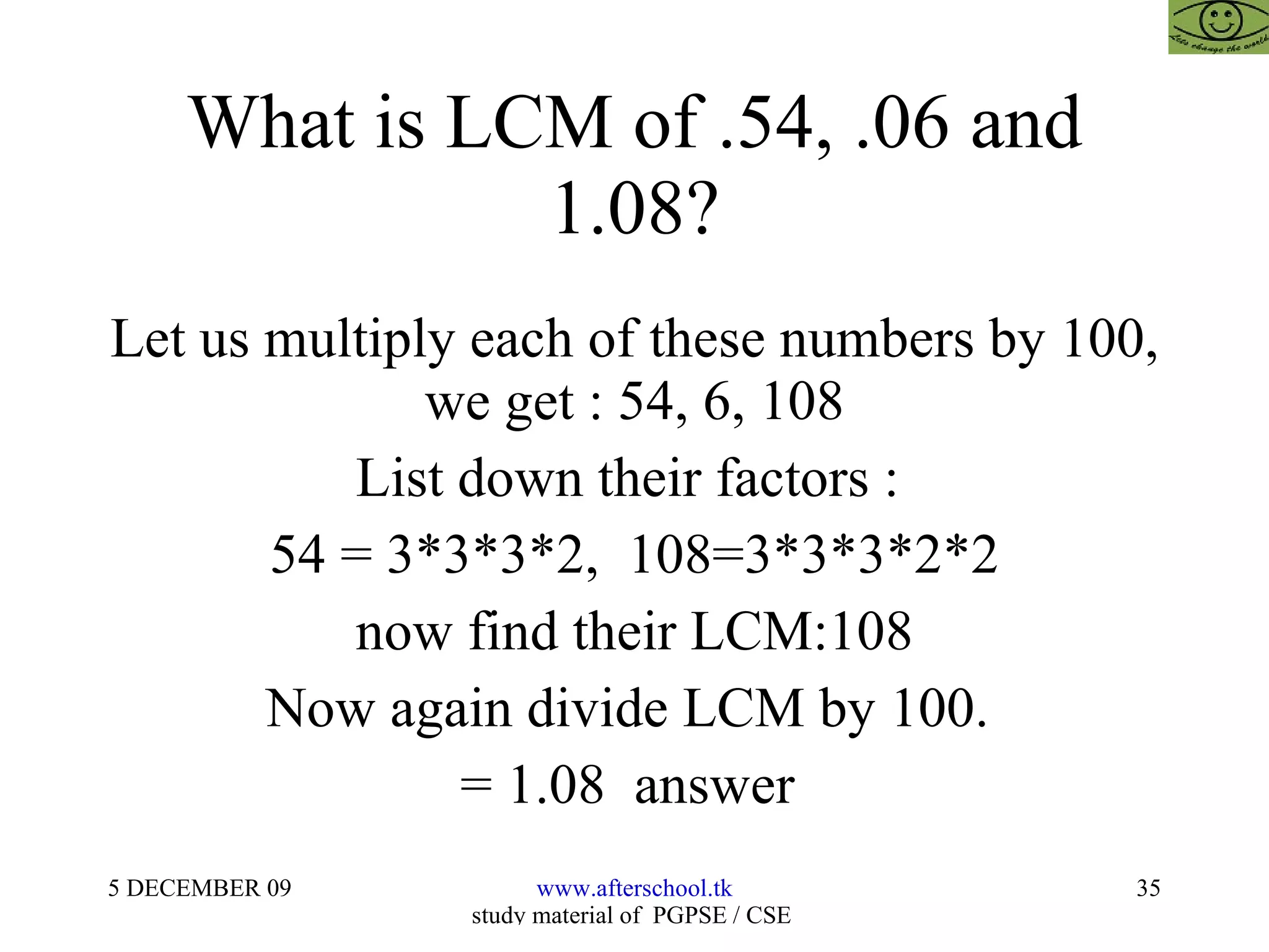 Square roots, decimals & number system | ODP