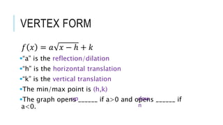 Square Root Function Transformation Notes | PPTX