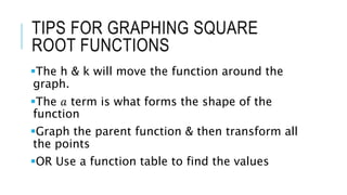 Square Root Function Transformation Notes | PPTX