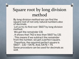SQUARES AND SQUARE ROOTS.pptx powerpoint presentation square and square ...
