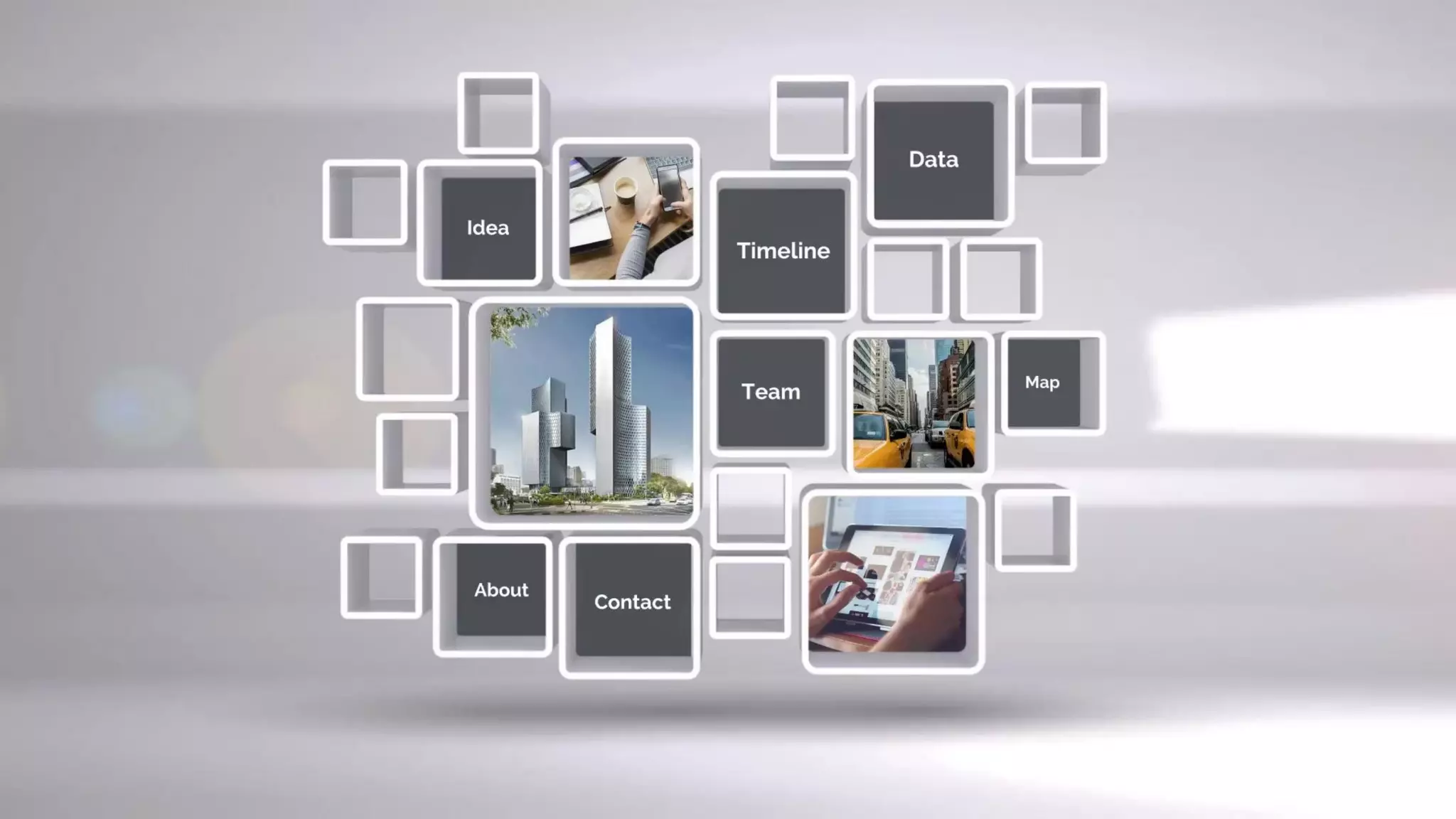 3D Squares Wall - Presentation Template | PPT