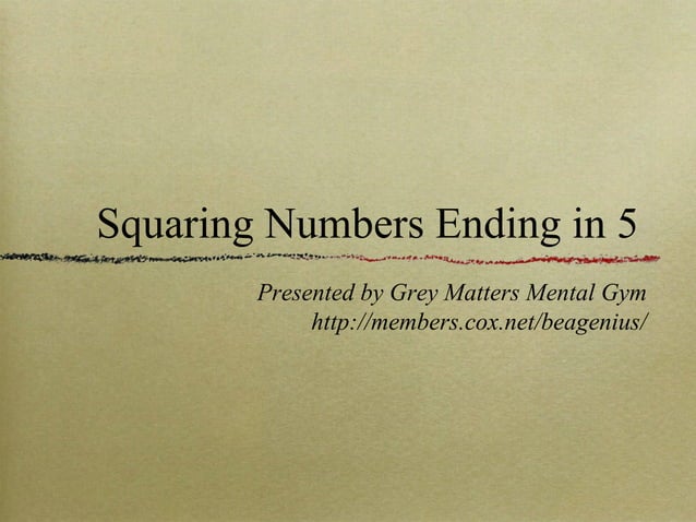 Squaring Numbers Ending in 5 | PPT