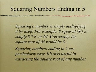 Squaring Numbers Ending in 5 | PPT