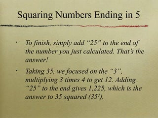 Squaring Numbers Ending in 5 | PPT