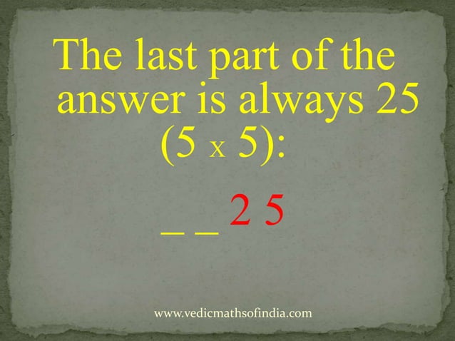 Squaring a 2 digit number ending in 5 | PPT