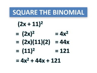 Squaring a binomial | PPTX