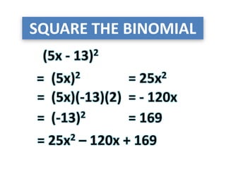 Squaring a binomial | PPTX