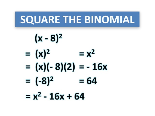 Squaring a binomial | PPT