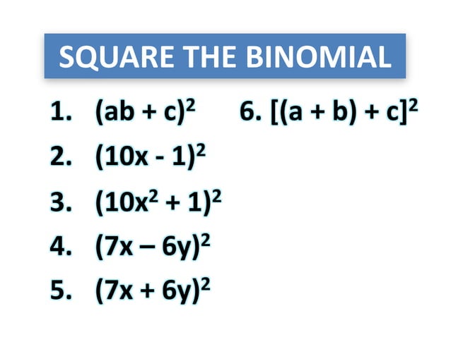 Squaring a binomial | PPT