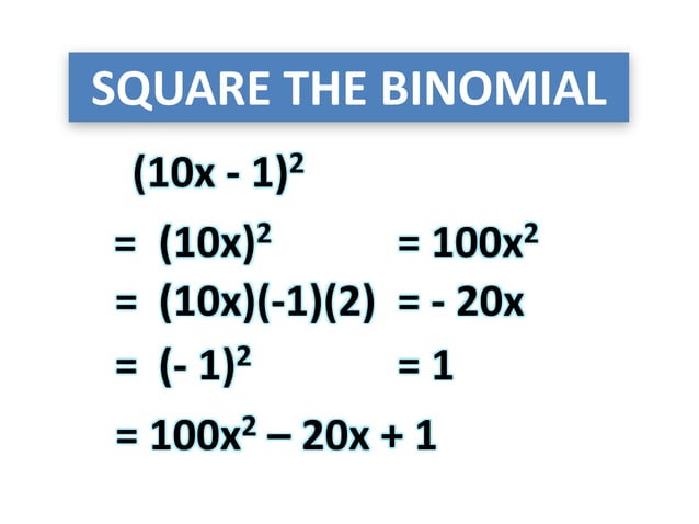 Squaring a binomial | PPT