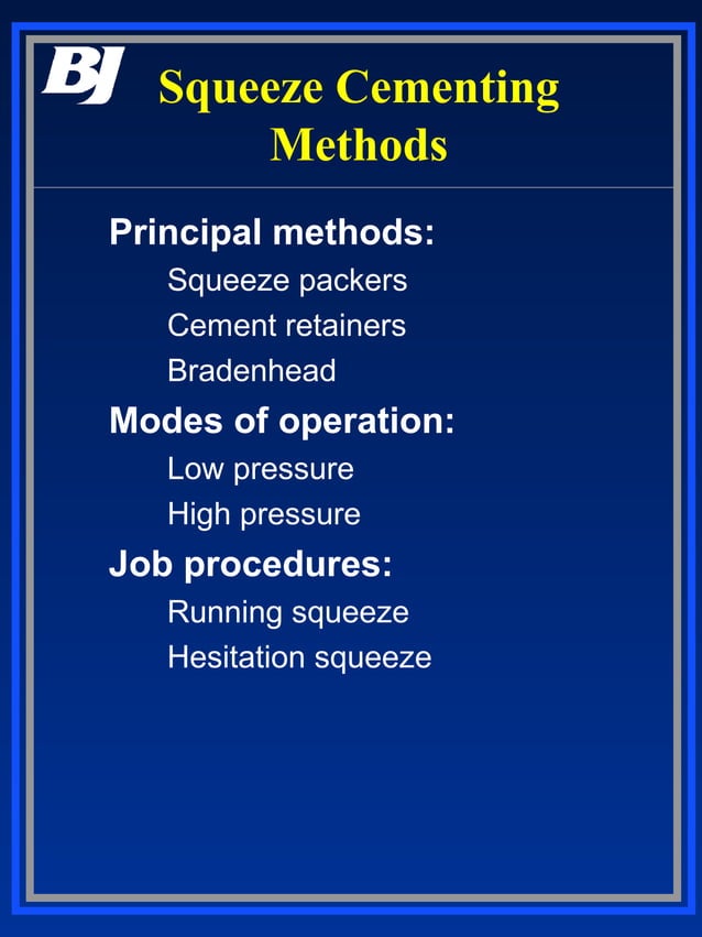 Squeeze cementing | PPT | Geology | Science