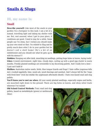 Snails & Slugs Natural Pest Control | PDF