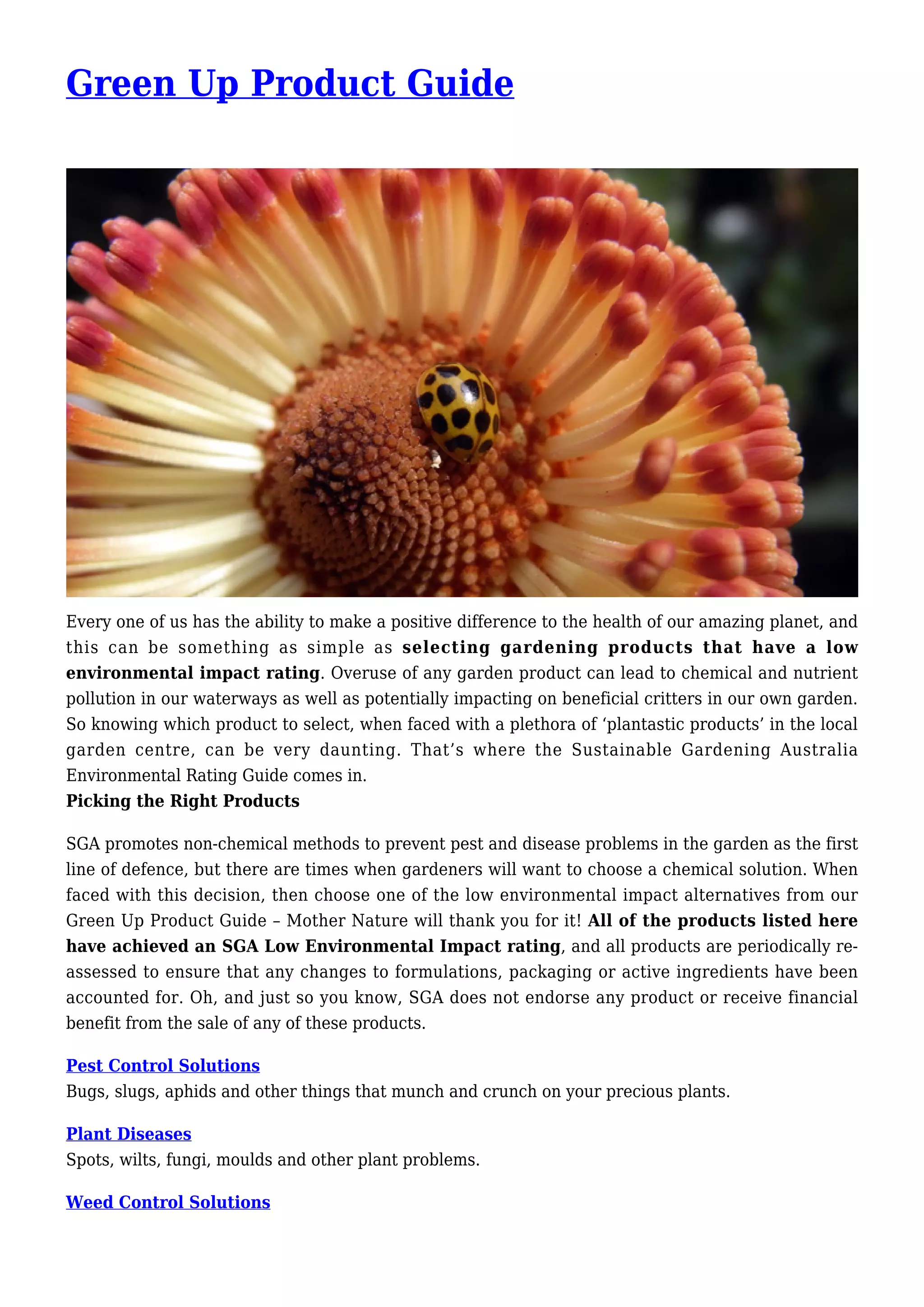 Green Up Product Guide | PDF