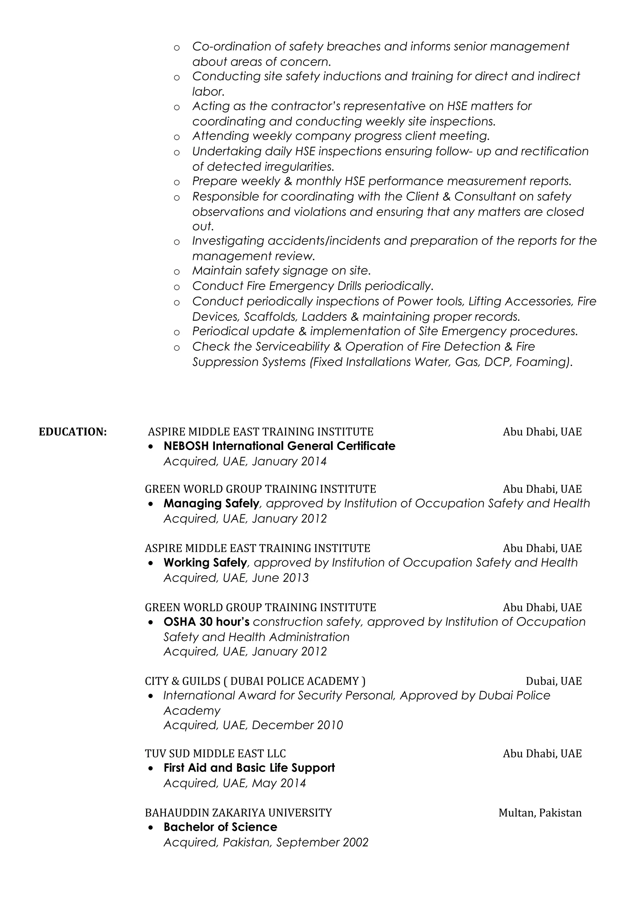 Sr.Hse officer | DOC