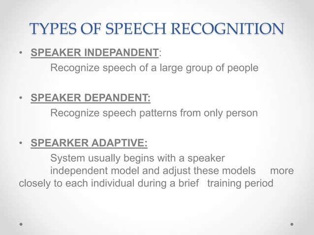 Speech Recognition System | PPTX