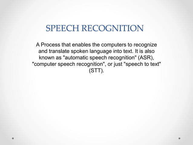 Speech Recognition System | PPTX
