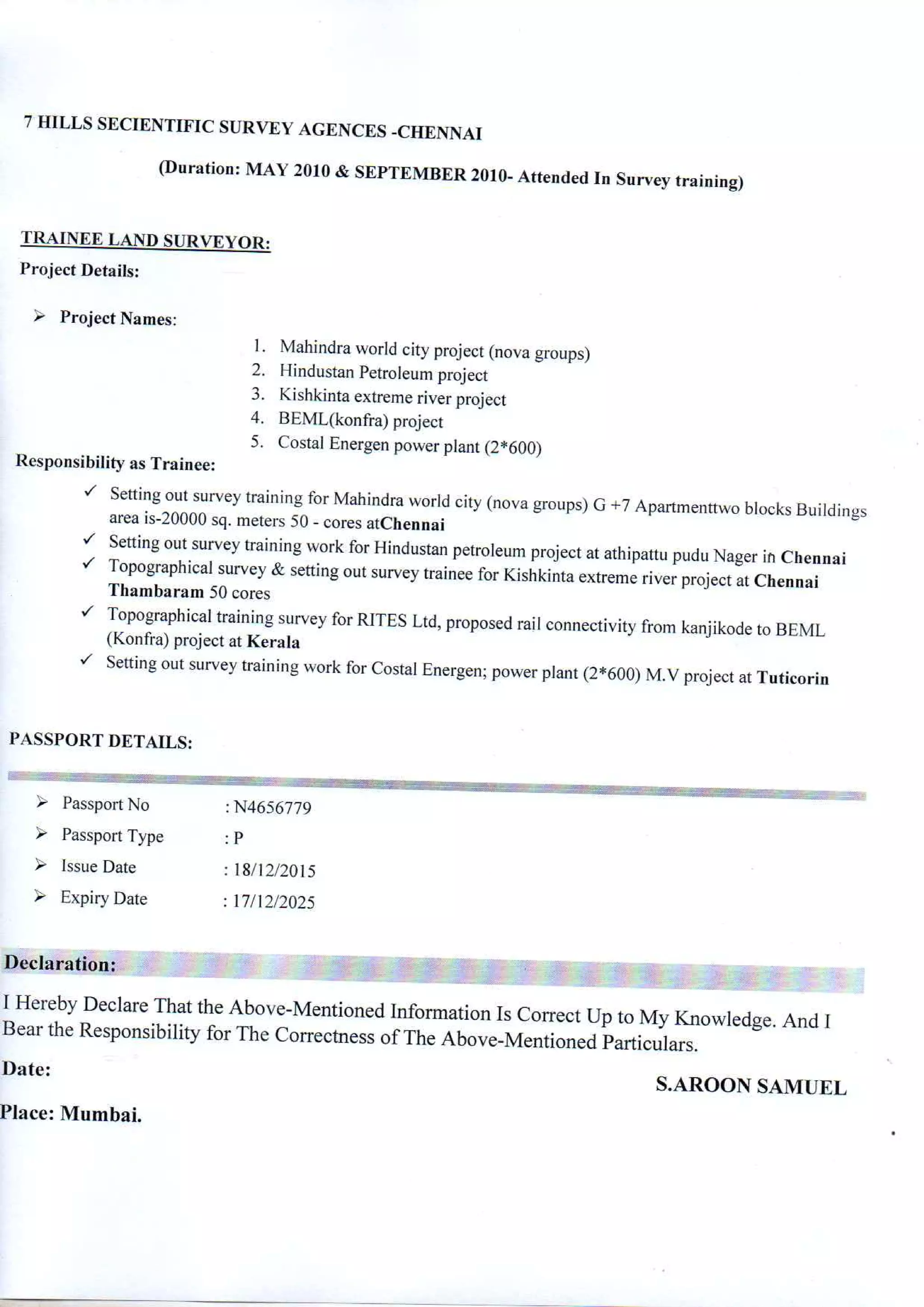 Sr. land surveyor aaron (cv) | PDF