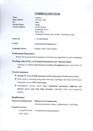 Sr. land surveyor aaron (cv) | PDF