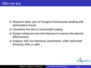Query plan freezing extension: design, analysis and lessons learned | PDF