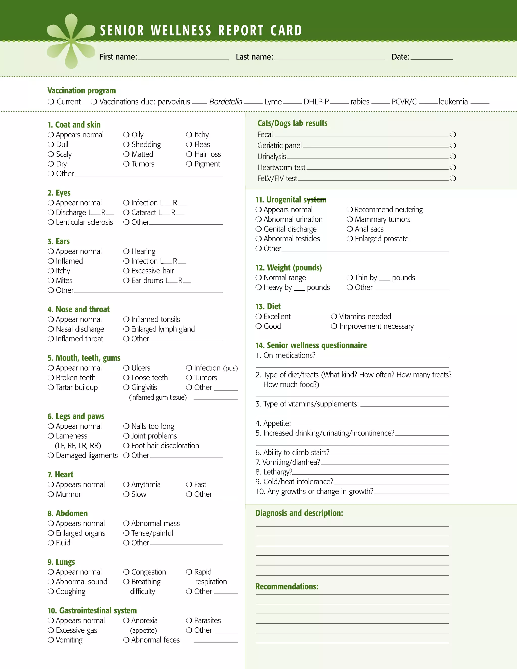 Sr. wellness report card | PDF