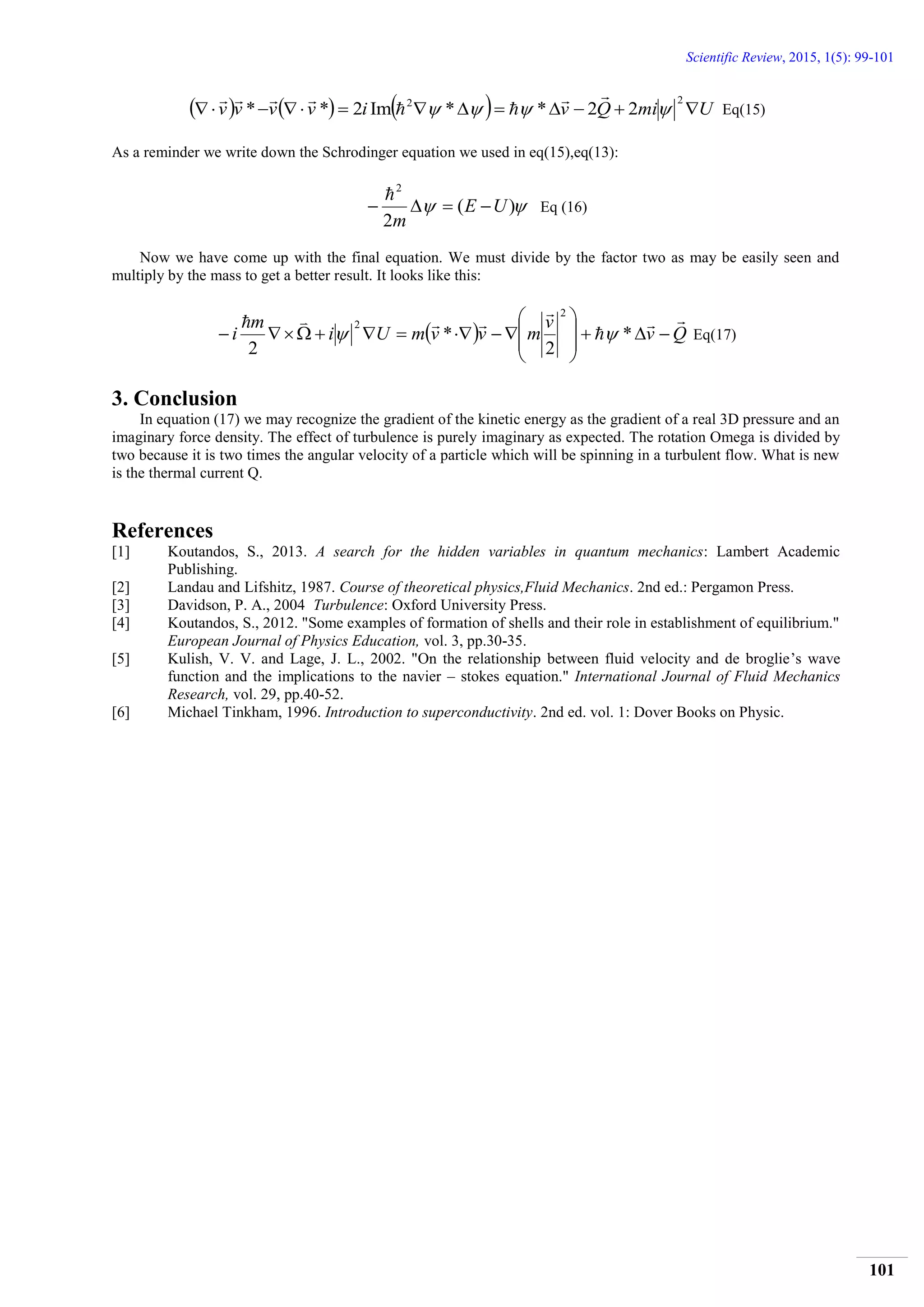 Is Schrodinger Equation Describing A Turbulent Flow? | PDF