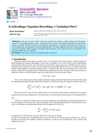 Is Schrodinger Equation Describing A Turbulent Flow? | PDF