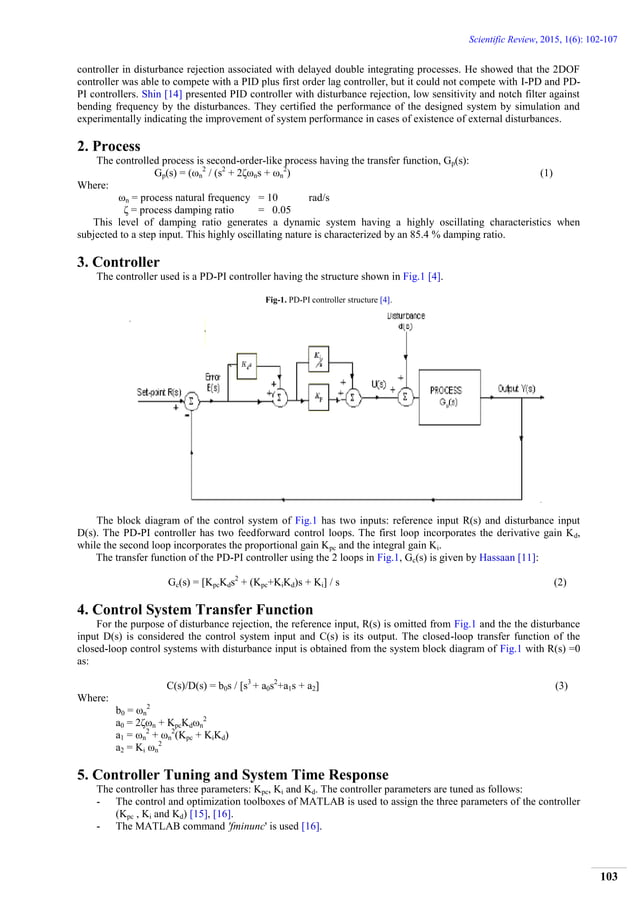 Disturbance Rejection with a Highly Oscillating Second-Order Process, Part II: PD-PI Controller ...