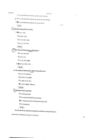 TRẮC NGHIỆM SINH LÝ HỌC HÔ HẤP | PDF