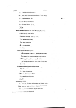 TRẮC NGHIỆM SINH LÝ HỌC HÔ HẤP | PDF