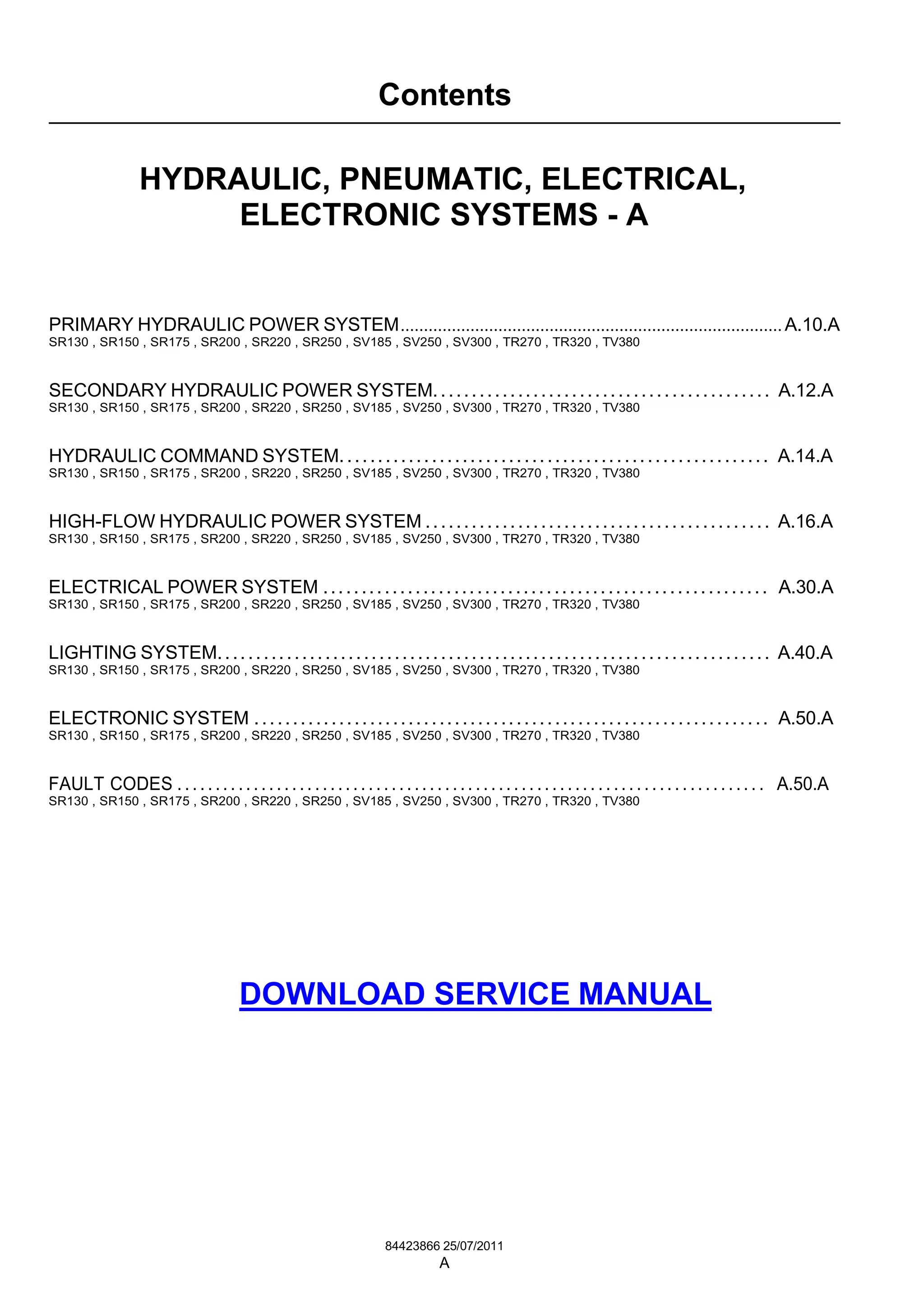 SR200 SR220 - Case Skid Steer Loader Electrical System Service Manual | PDF