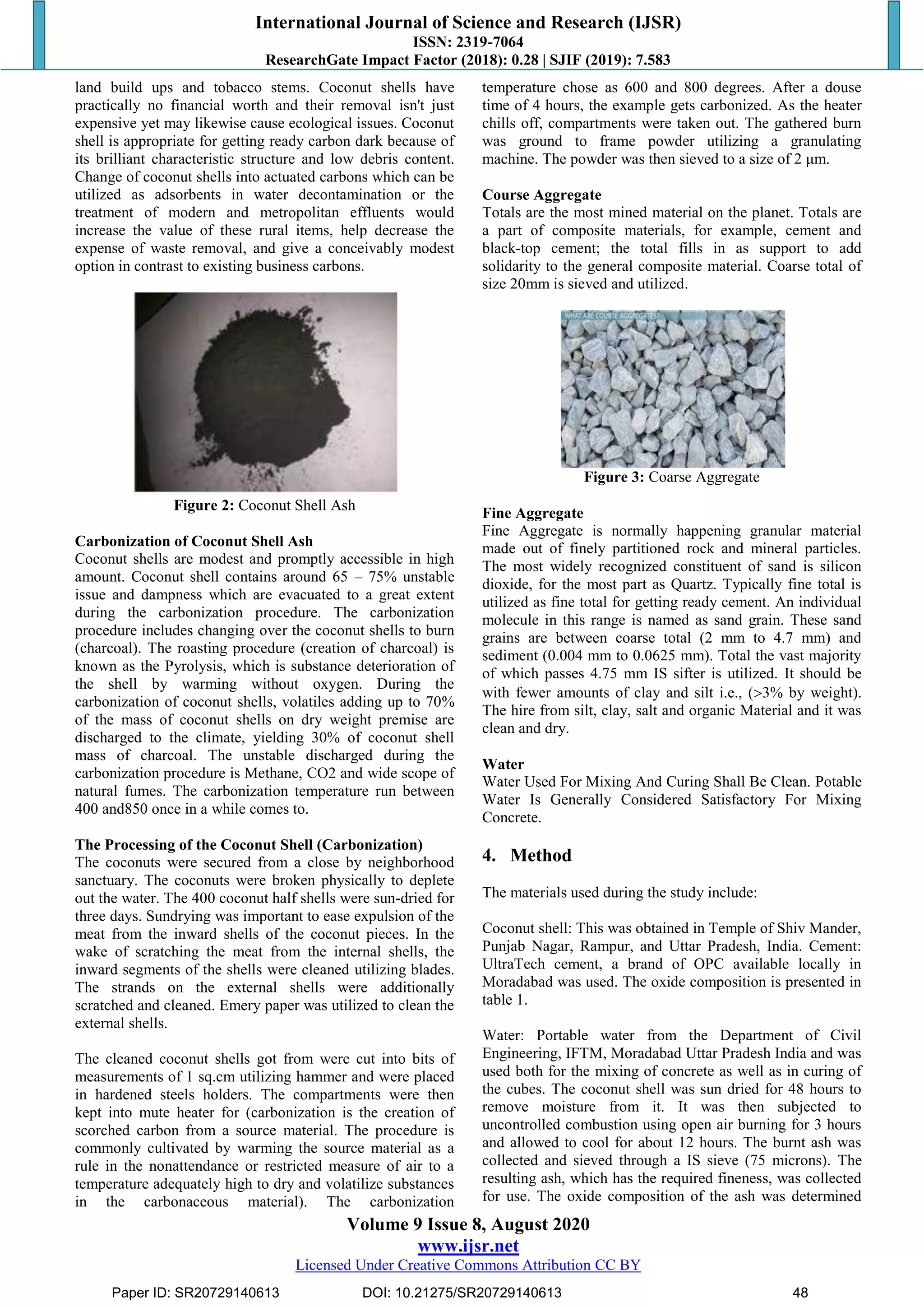 “Partial Replacement of Coconut Shell Ash with Cement in Concrete” | PDF