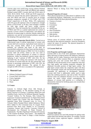 “Partial Replacement of Coconut Shell Ash with Cement in Concrete” | PDF