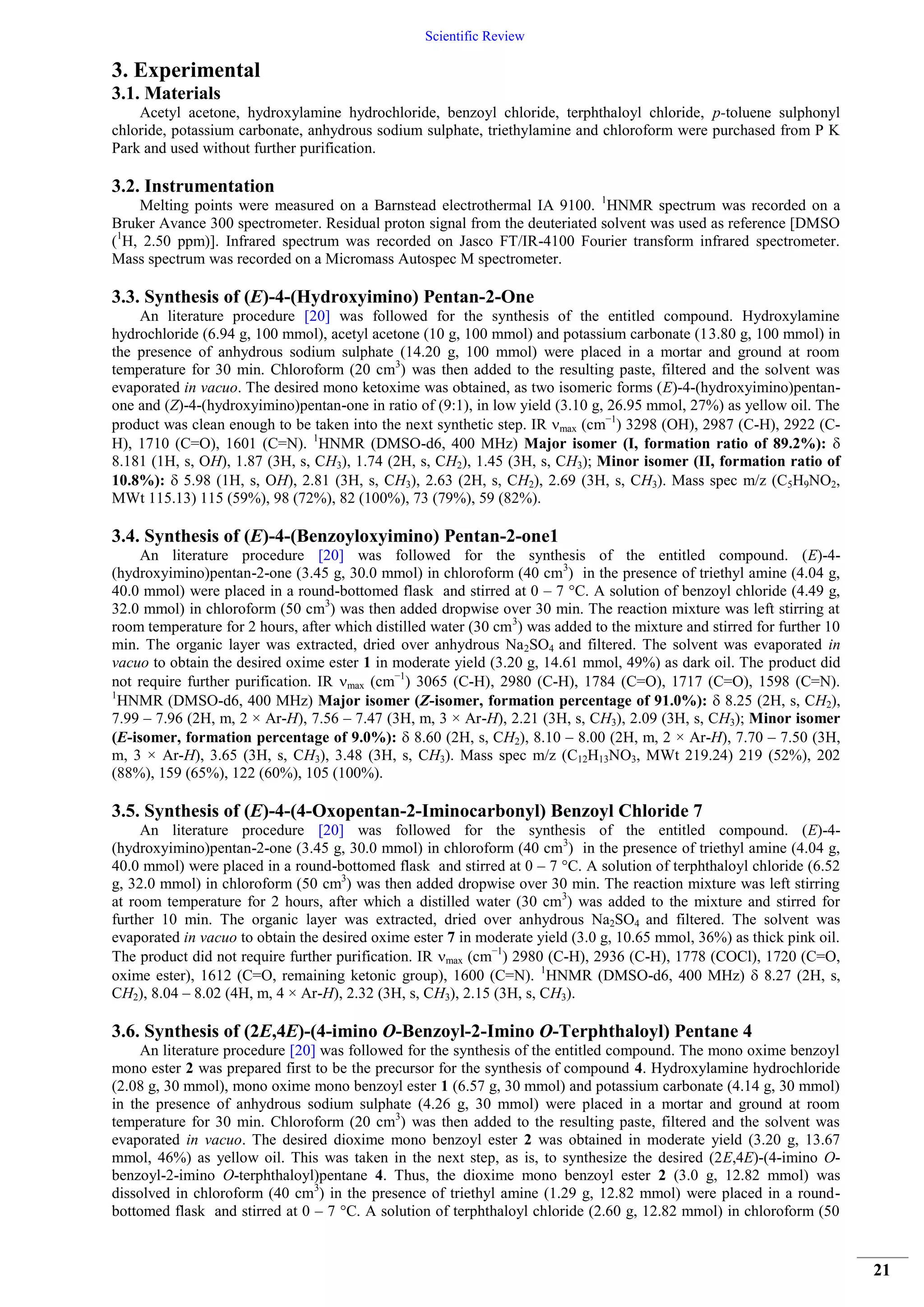 Synthesis of Some Unsymmetrical Dioxime Esters Using the Acetylacetone ...