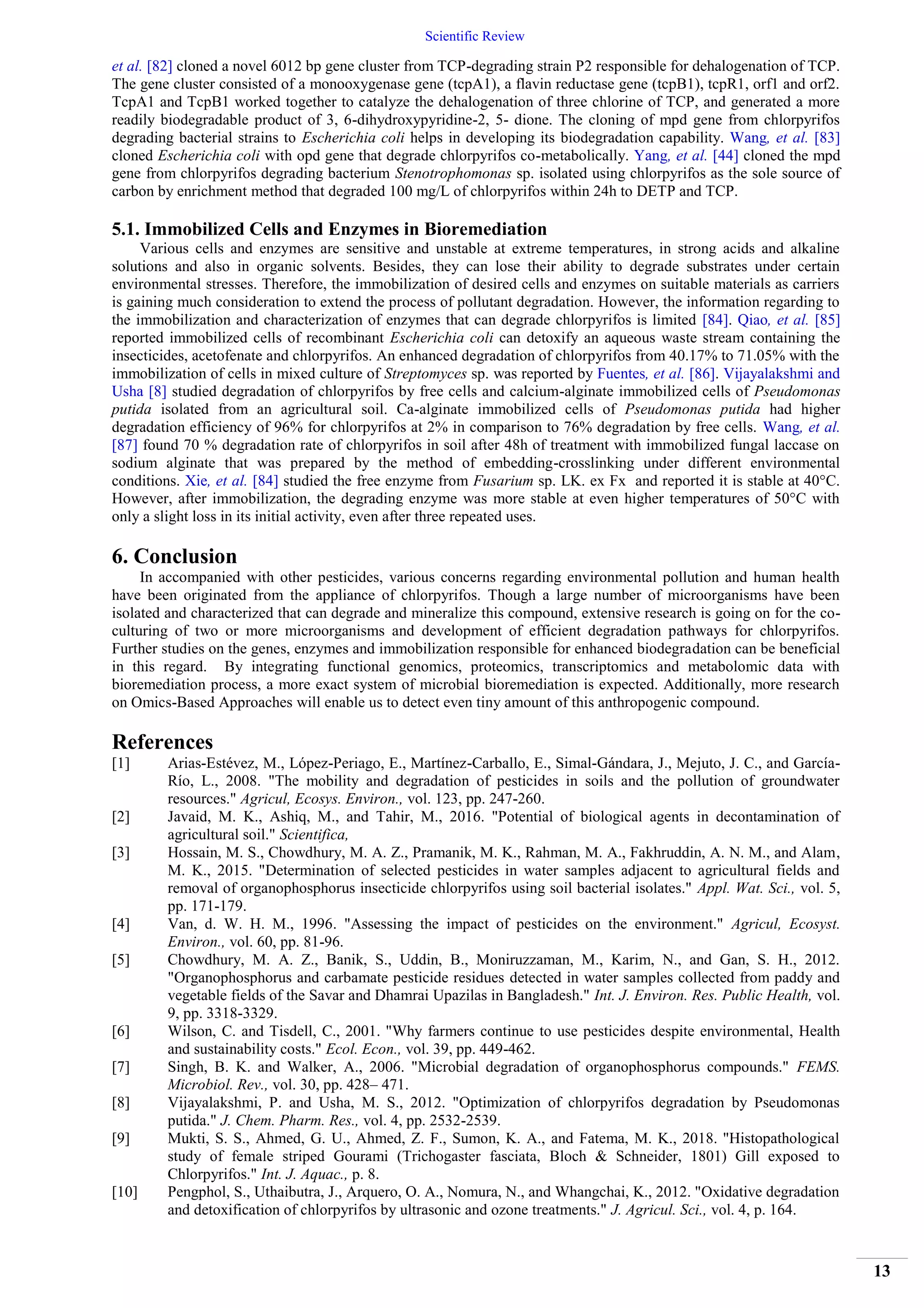 Biodegradation of Organophosphorous Pesticide: Chlorpyrifos | PDF
