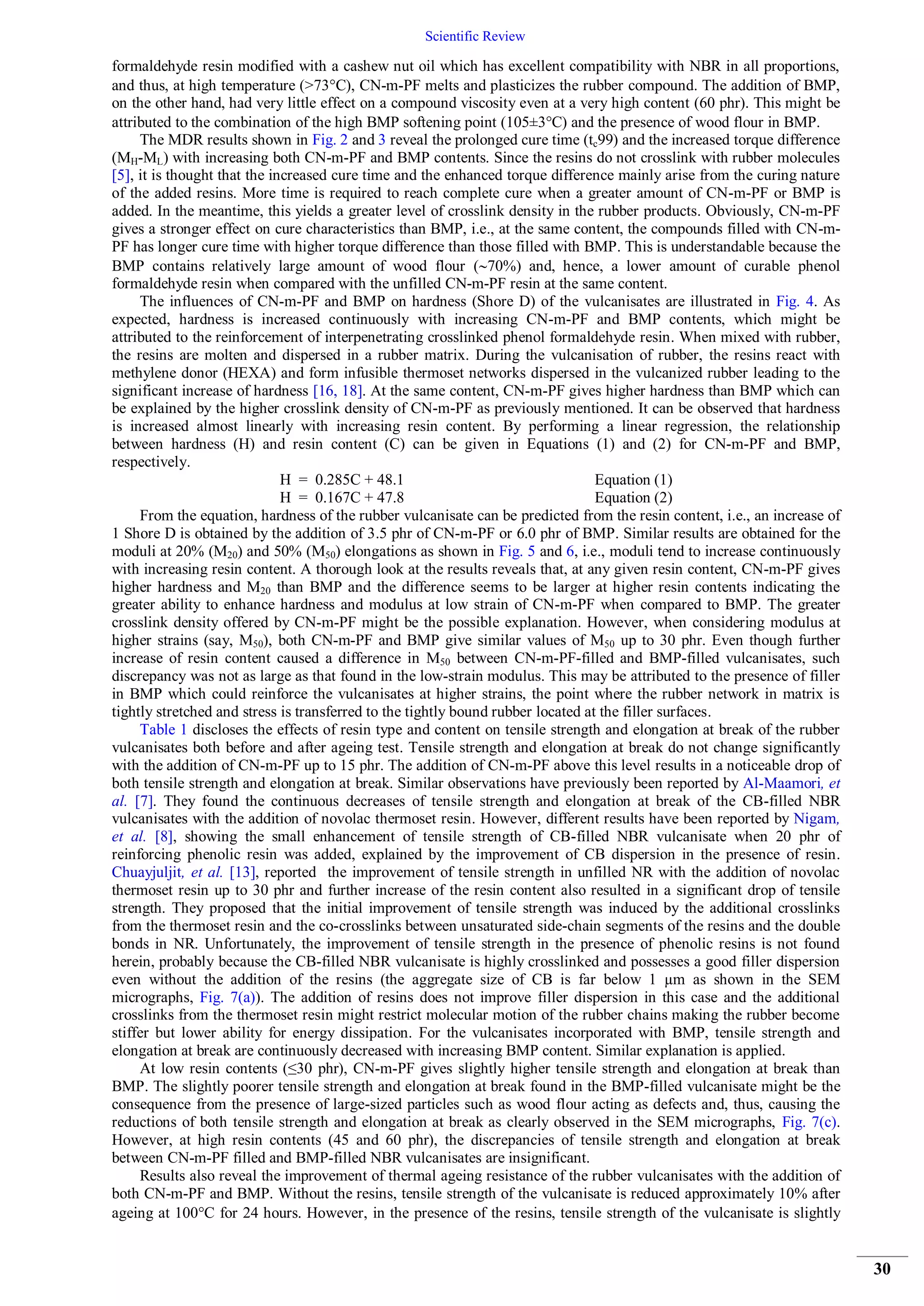 Reinforcement of Bakelite Moulding Powder in Acrylonitrile Butadiene Rubber (NBR): In Comparison ...