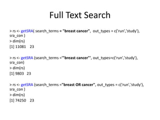SRAdb Bioconductor Package Overview | PPTX | Databases | Computer Software and Applications