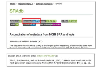 SRAdb Bioconductor Package Overview | PPTX | Databases | Computer Software and Applications