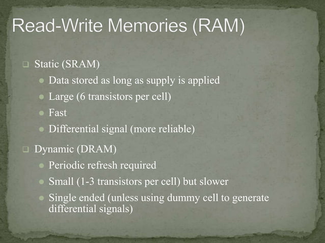 SRAM | PPTX | Data Storage and Warehousing | Computing