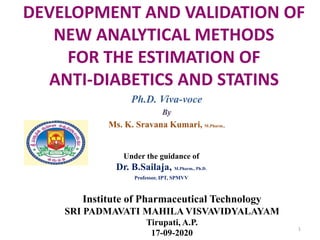 Powerpoint Presentation of PhD Viva voce on Anti-diabetics and statins ...