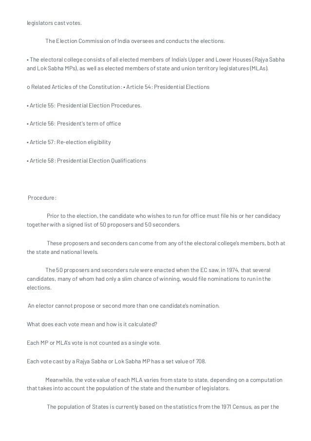 ELECTION PROCESS OF INDIAN PRESIDENT | PDF
