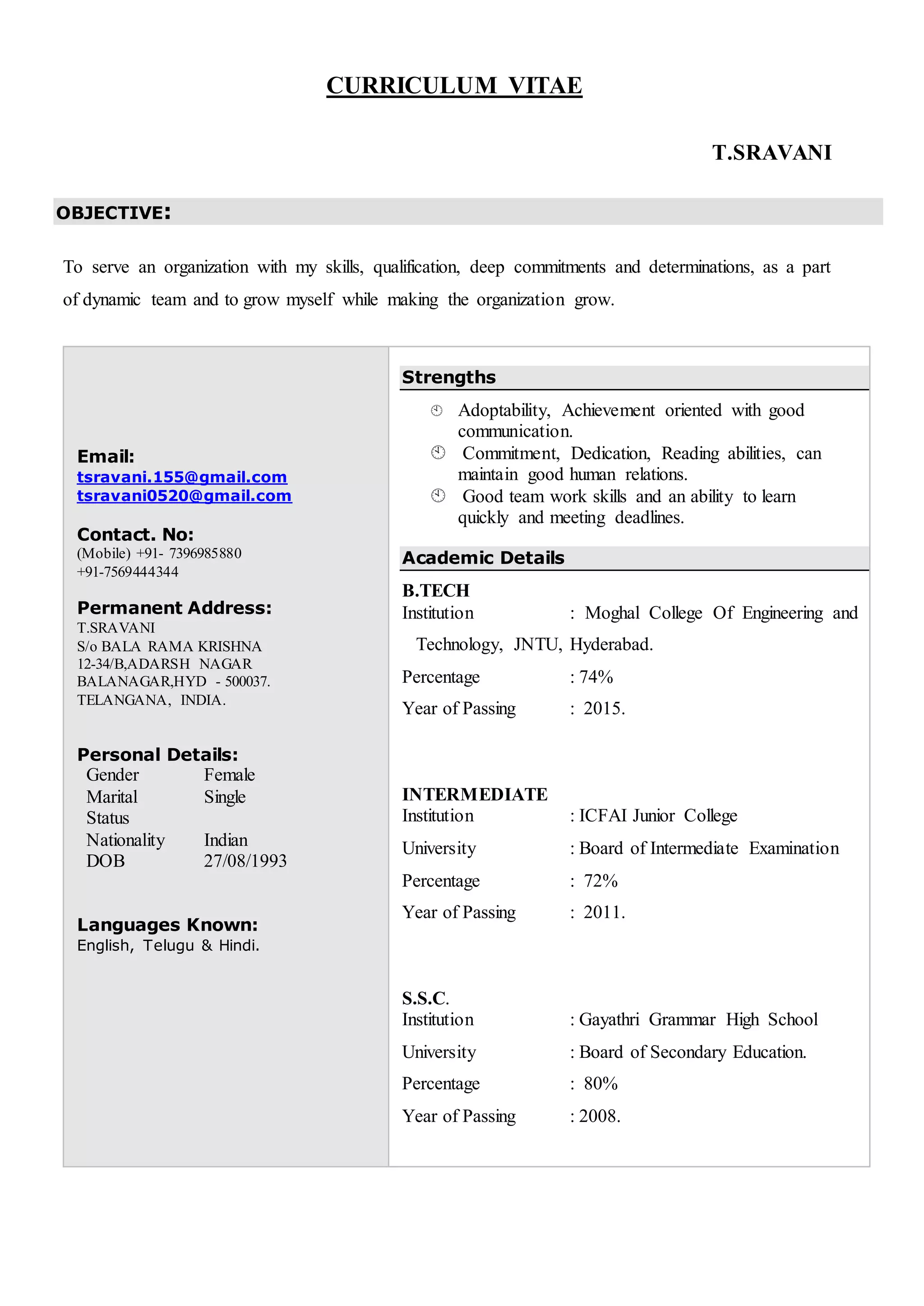 Sravani resume(1) | DOCX