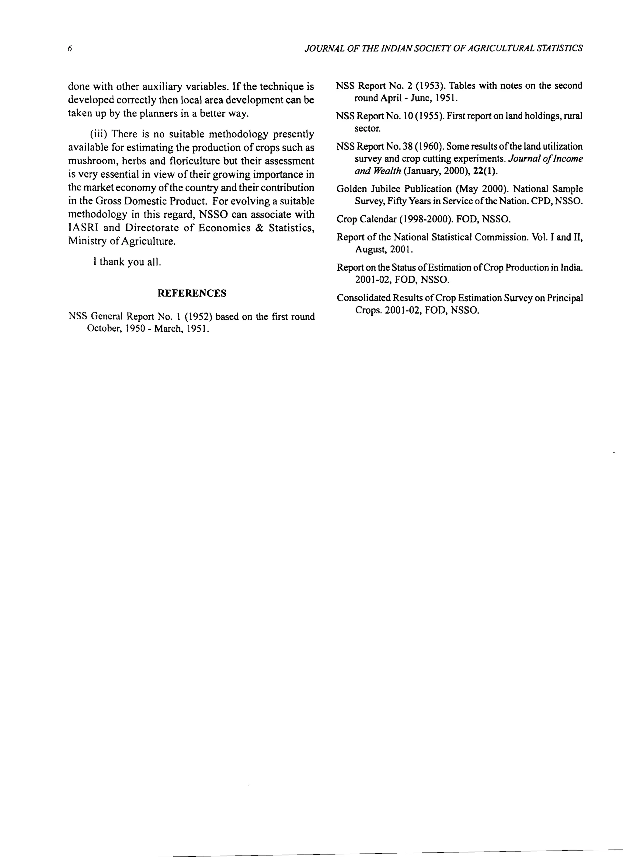 NSSO Contribution to Agriculture Statistics | PDF