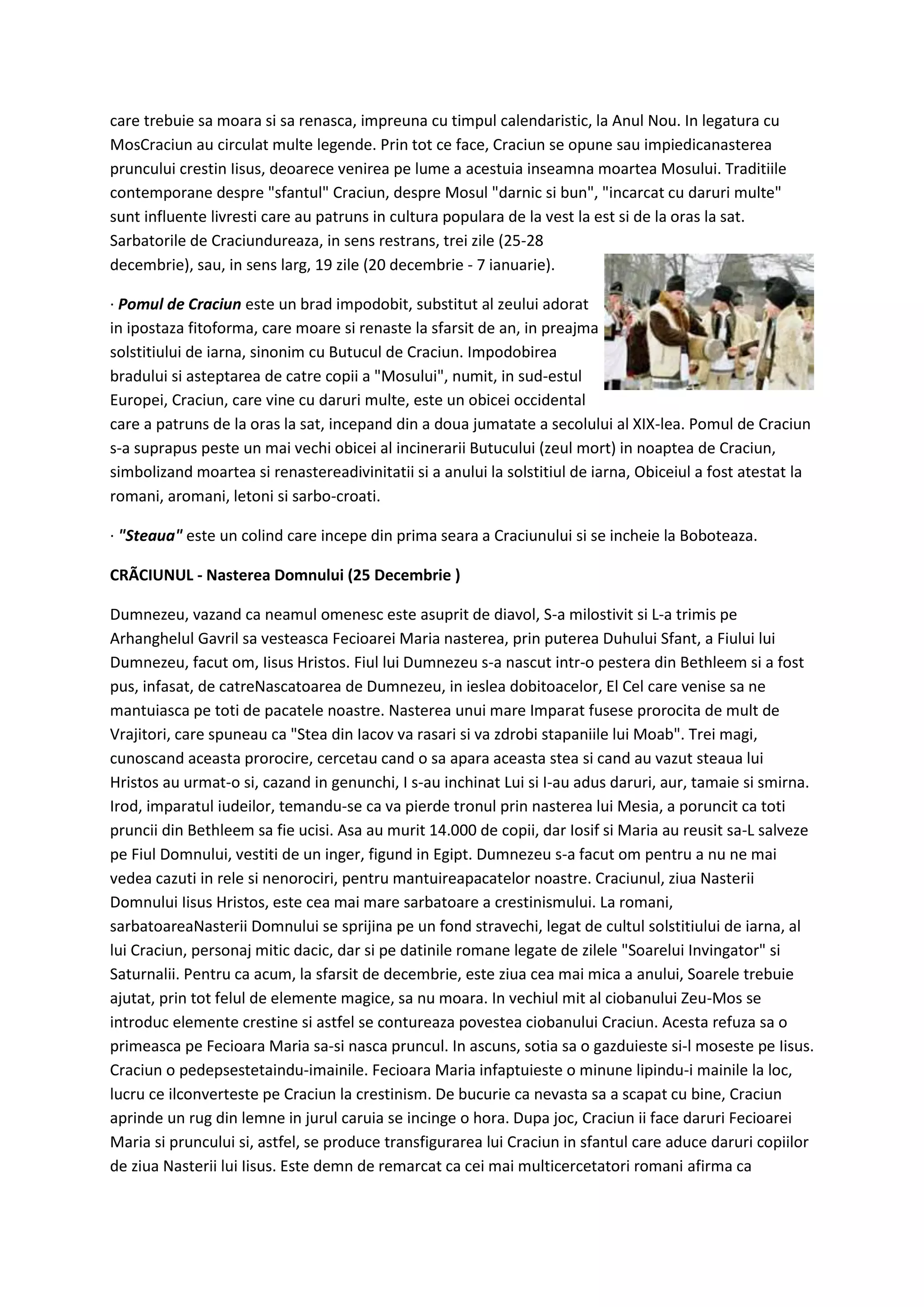 Sãrbãtorile de iarnã si obiceiurile 2 | DOCX