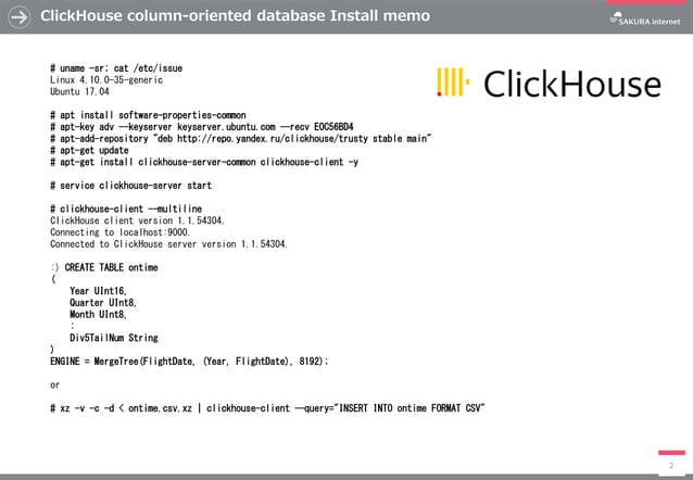 Clickhouse Column Oriented Database Install Memo Ppt
